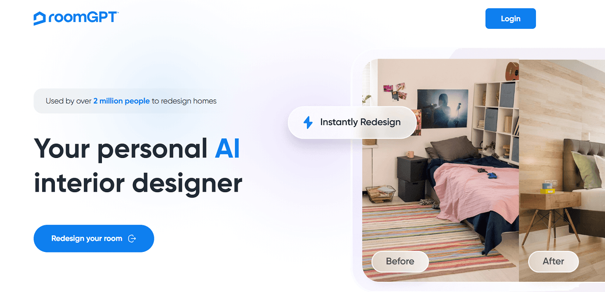 Roomgpt - AI Interior Designer for Home Room Redesigns | Siteefy