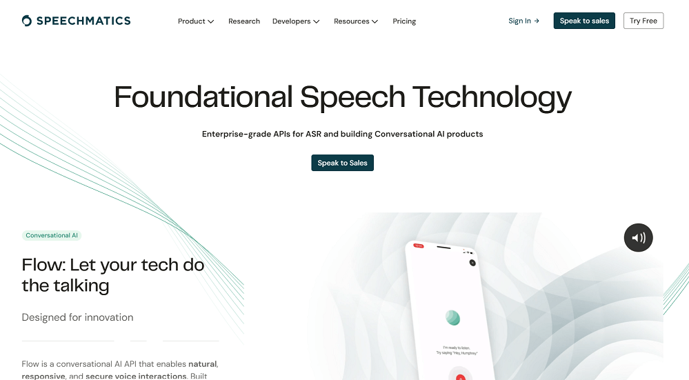 Speechmatics - AI Speech-To-Text and Text-To-Speech API for Global Voice AI | Siteefy